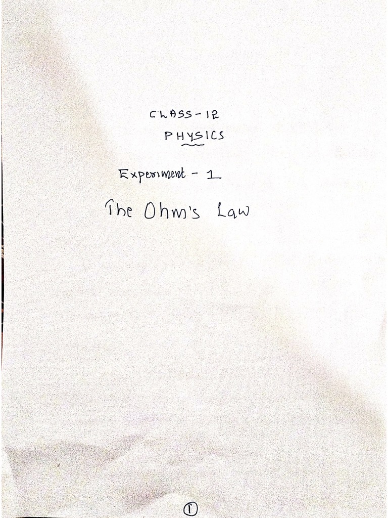 Experiment - 1 The Ohm's Law | PDF