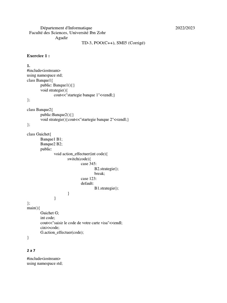 Corrigé TD | PDF | C ++ | Paradigme de programmation