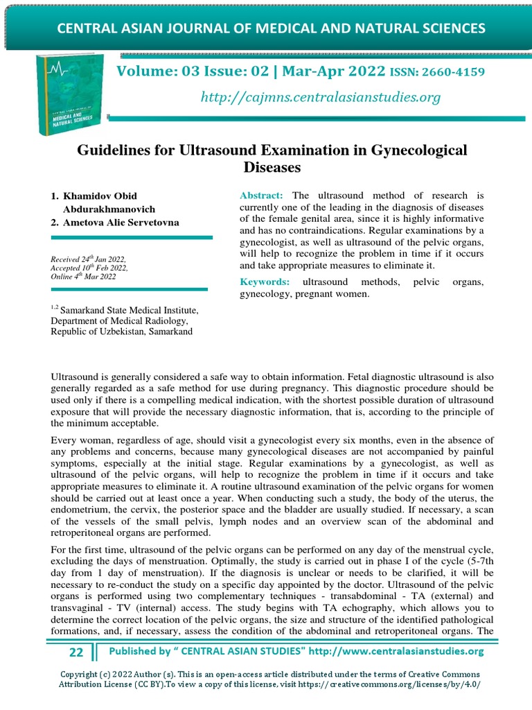 Guidelines For Ultrasound Examination In Gynecological Diseases Pdf