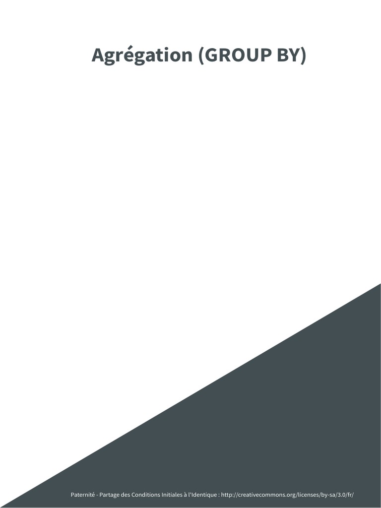 Agrégation SQL avec GROUP BY | PDF | SQL | Génie logiciel