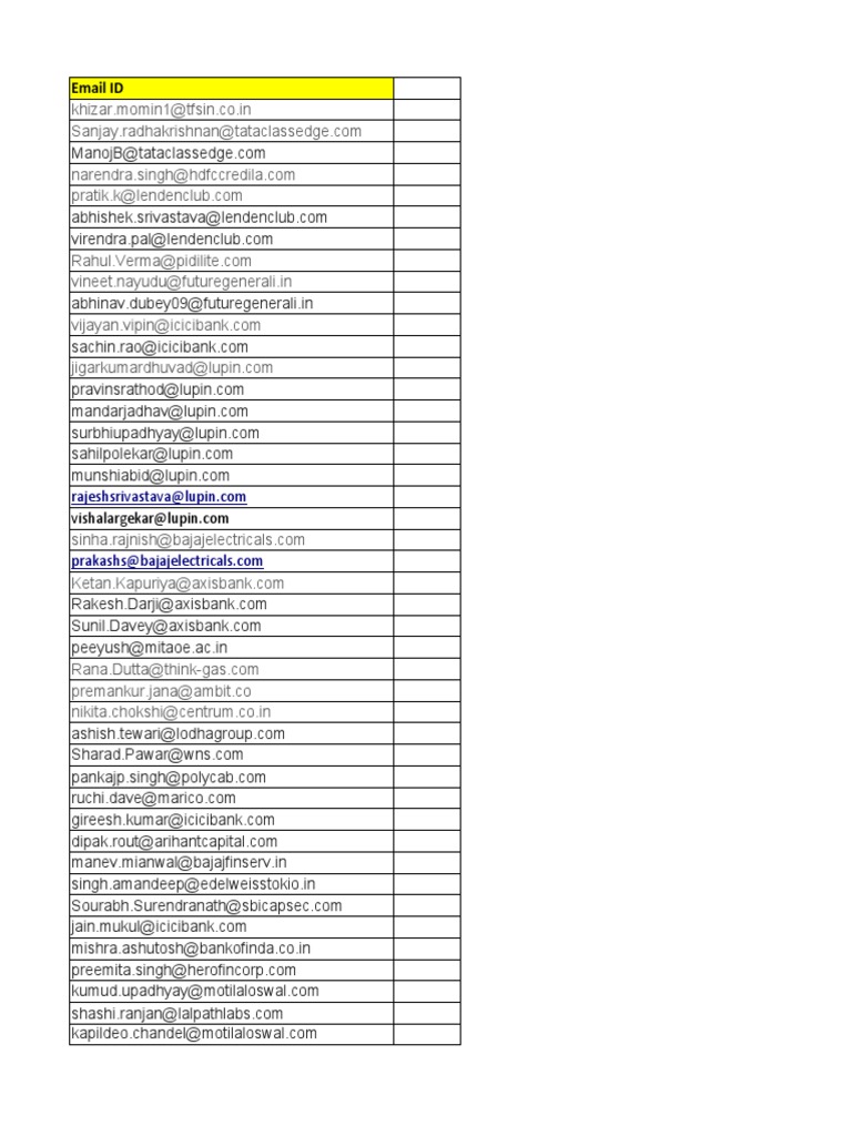 All Company Emails | Download Free PDF | Banks | Chief Financial Officer