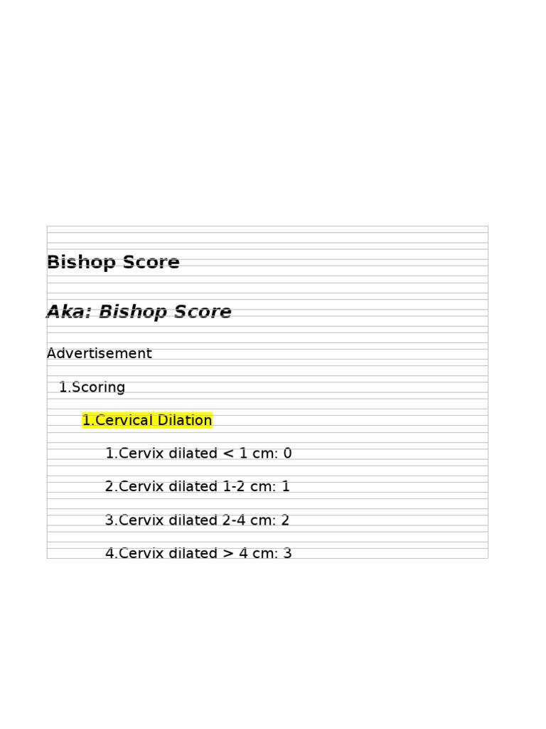 Bishop Score of Pregnancy | PDF | Childbirth | Preterm Birth