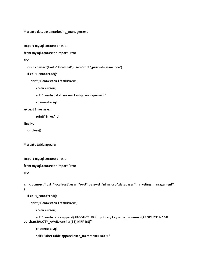 MySQL Database Creation for Marketing | PDF | Databases | Data Management