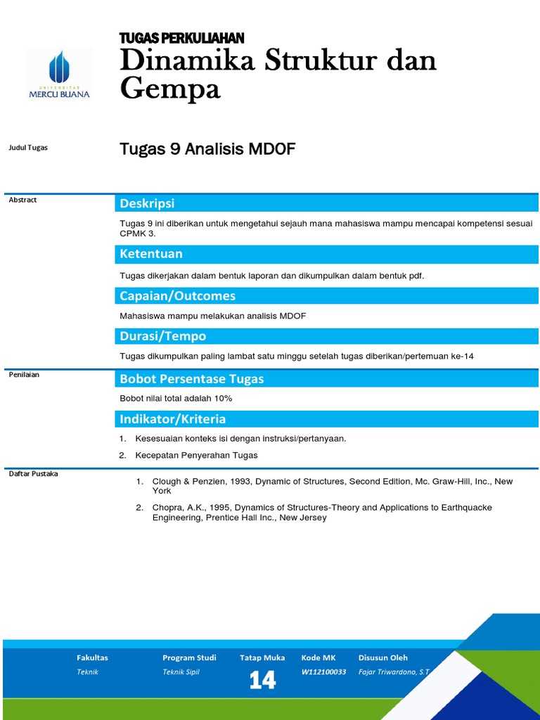 Analisis MDOF Struktur Portal | PDF | Teknologi & Rekayasa
