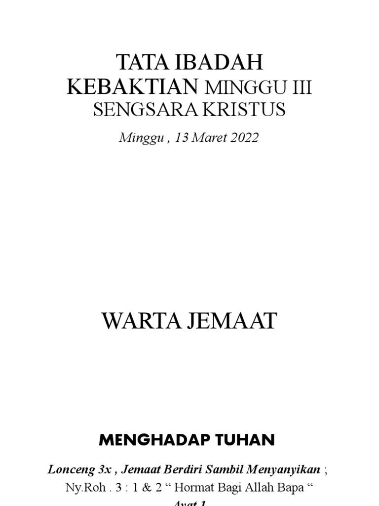 Tata Ibadah Kebaktian Minggu Iii Sengsara Kristus | PDF