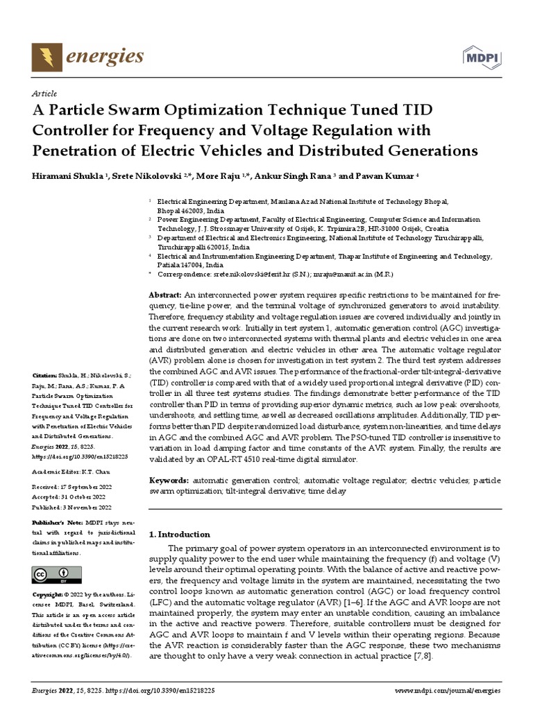 A Particle Swarm Optimization Technique Tuned Tid Pdf Photovoltaics Control Theory