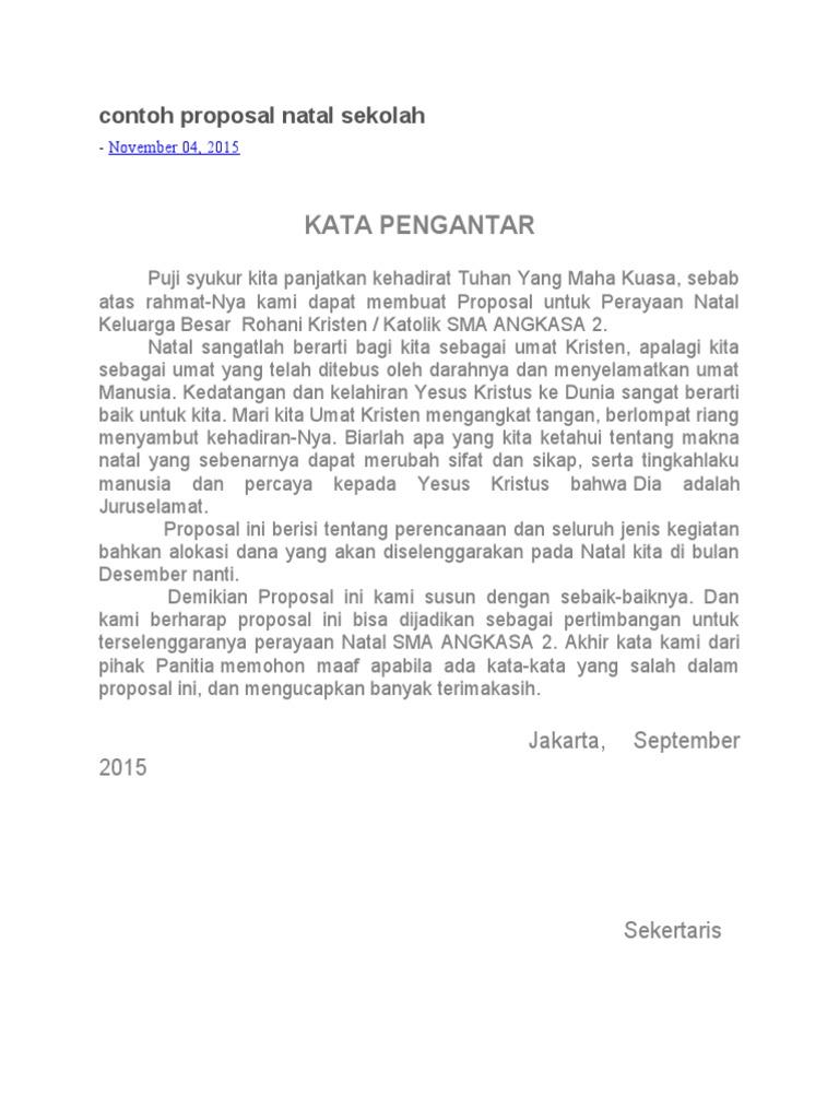 Contoh Proposal Natal Sekolah | PDF