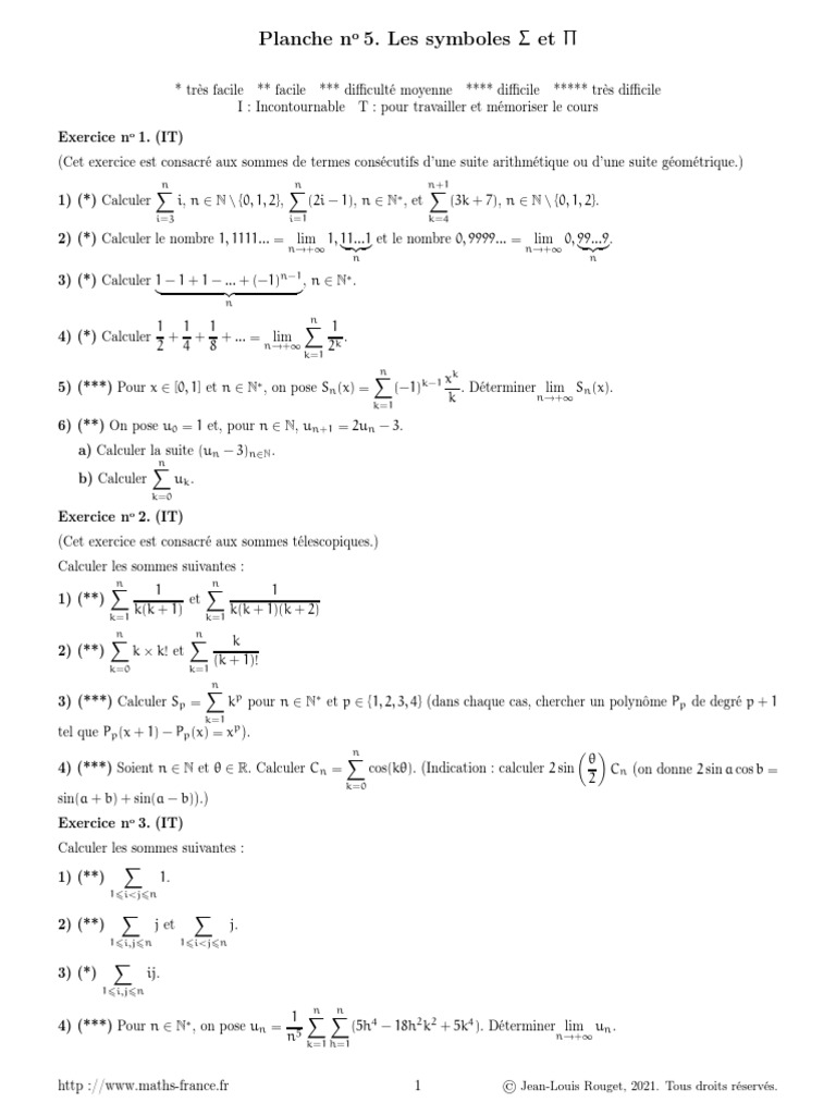05 Sigma Planche | PDF | Mathématiques | Analyse mathématique