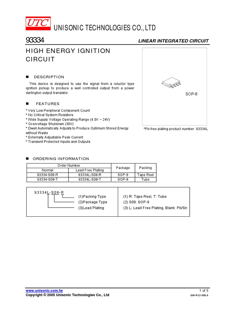 Datasheet 93334L | PDF | Inductor | Ignition System