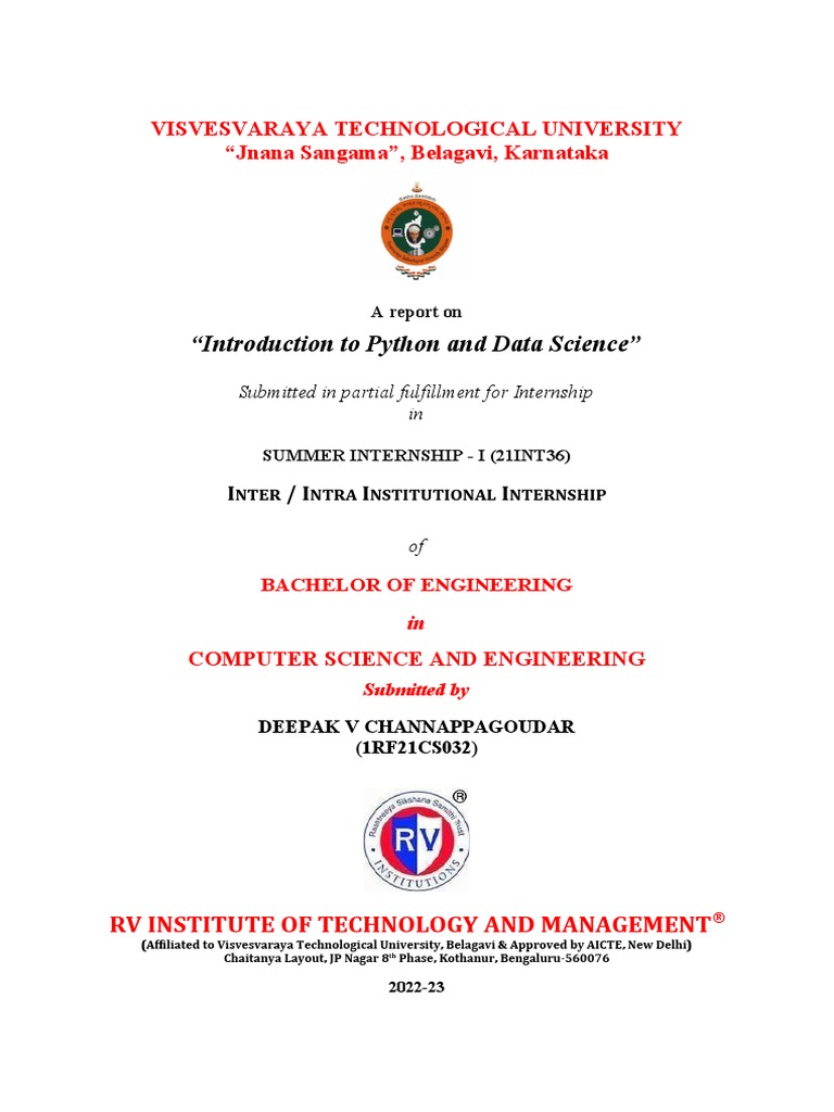 Anush J Internship Report | PDF | Python (Programming Language) | Data Analysis