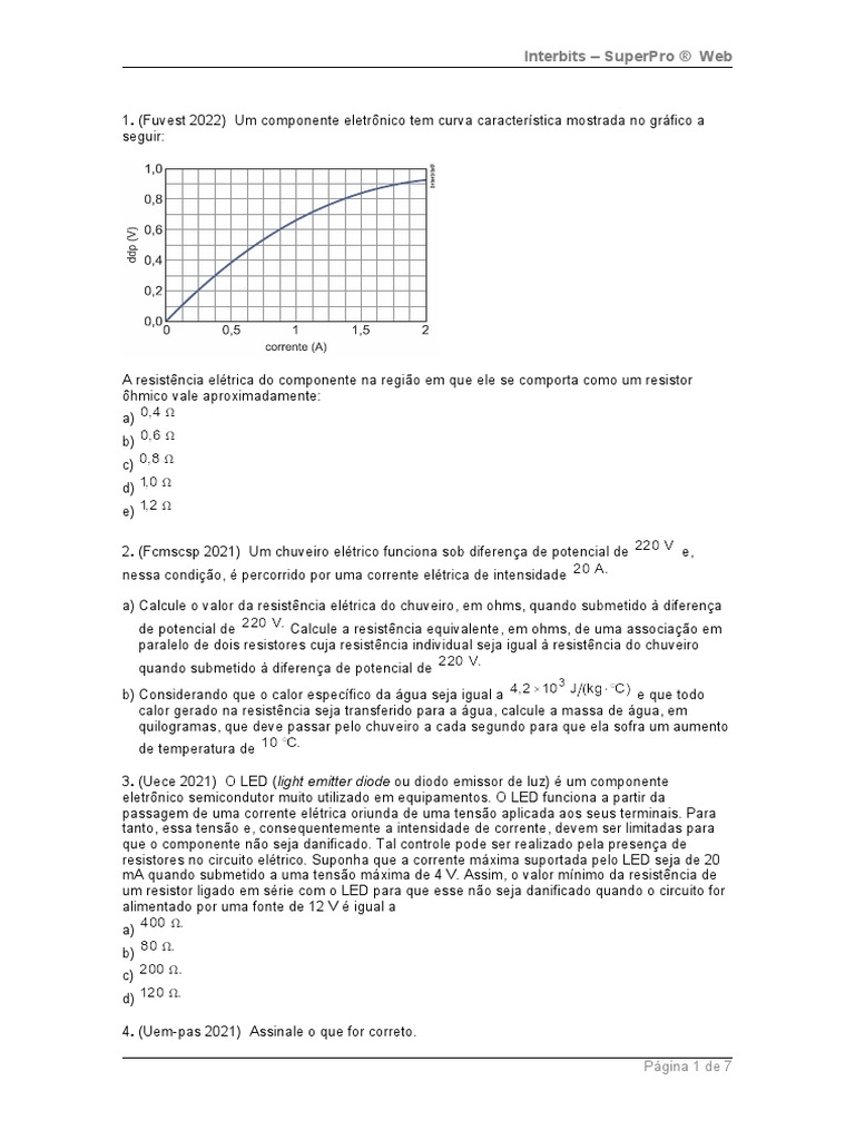 3 S Rie | PDF | Resistência elétrica e condutividade | Eletricidade