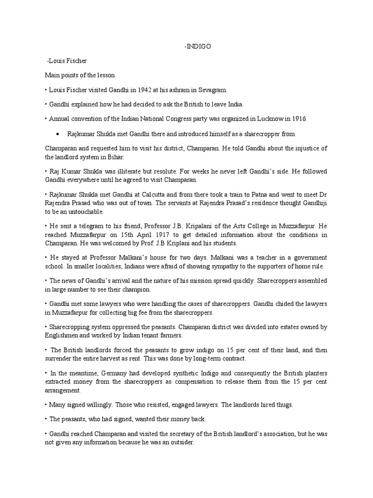 Notes Indigo | PDF | Mahatma Gandhi