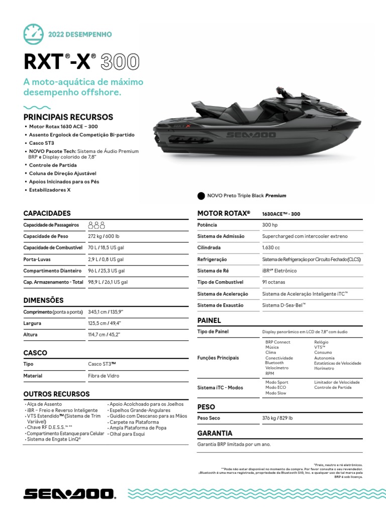 Spec Sea Doo My22 RXT X 300 PT BR | PDF | Veículos