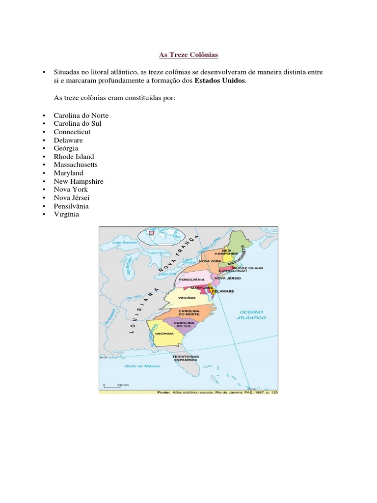 Características das Treze Colônias | PDF | Treze Colônias | América do ...