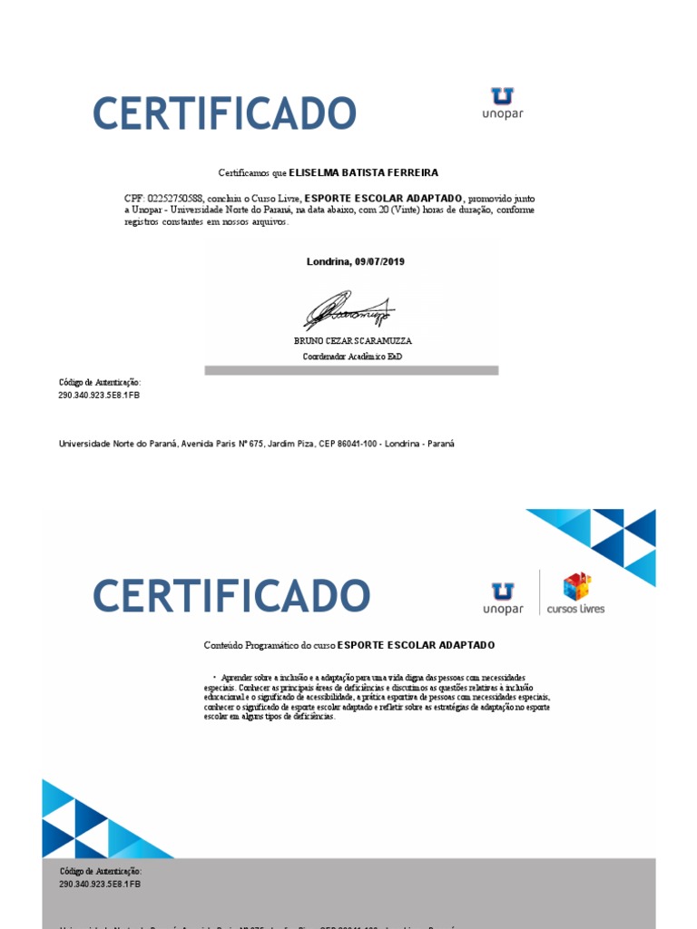 Certificado de Curso | PDF