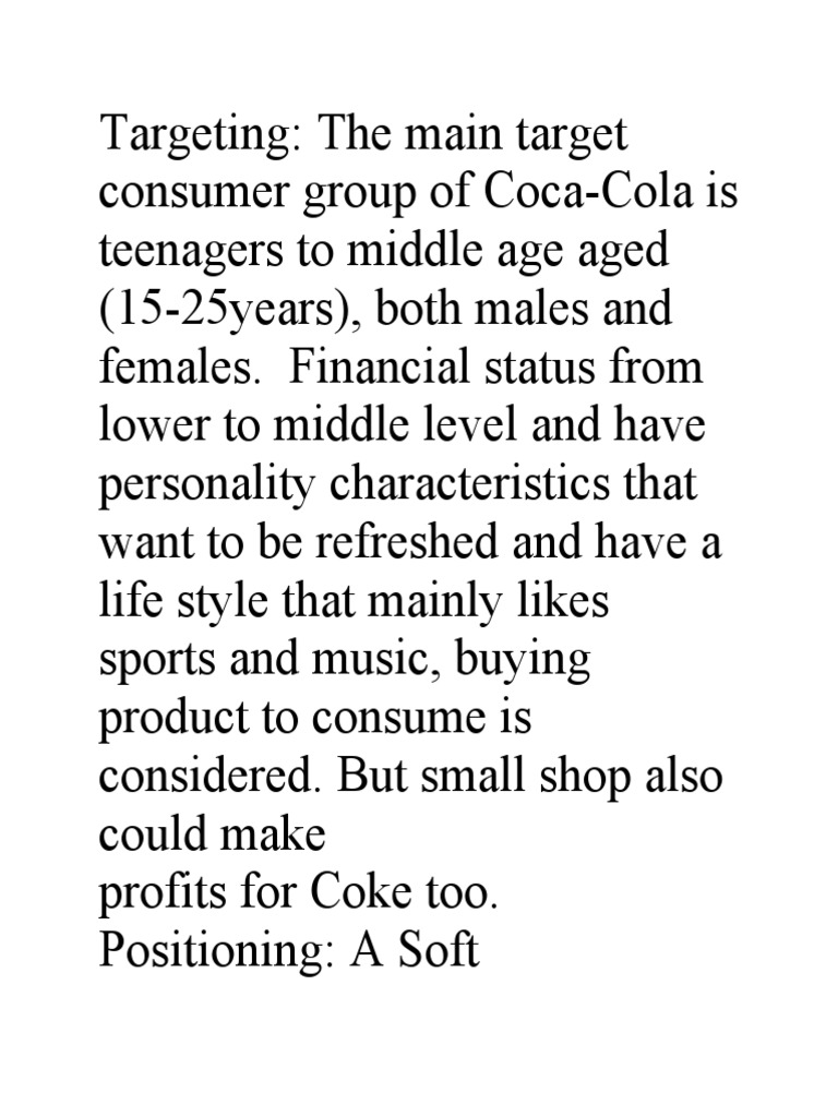 Coca-Cola Target Market Segmentation | PDF | Market Segmentation | The ...