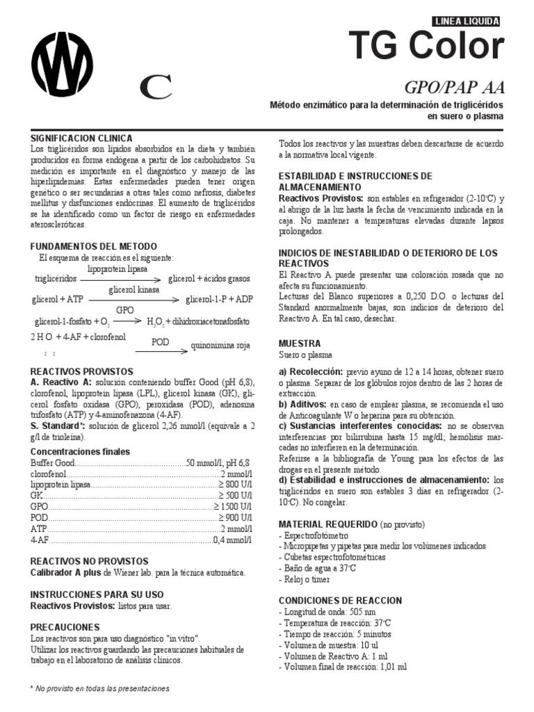 TG Color Gpo Pap Aa Liquida SP | PDF | Triglicéridos | Glicerol
