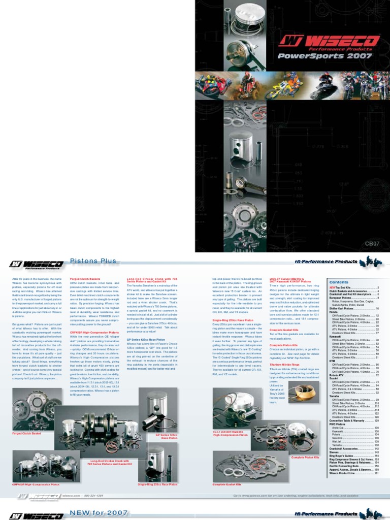 WISECO Complete Catalog 2007 | PDF | Piston | Bearing (Mechanical)