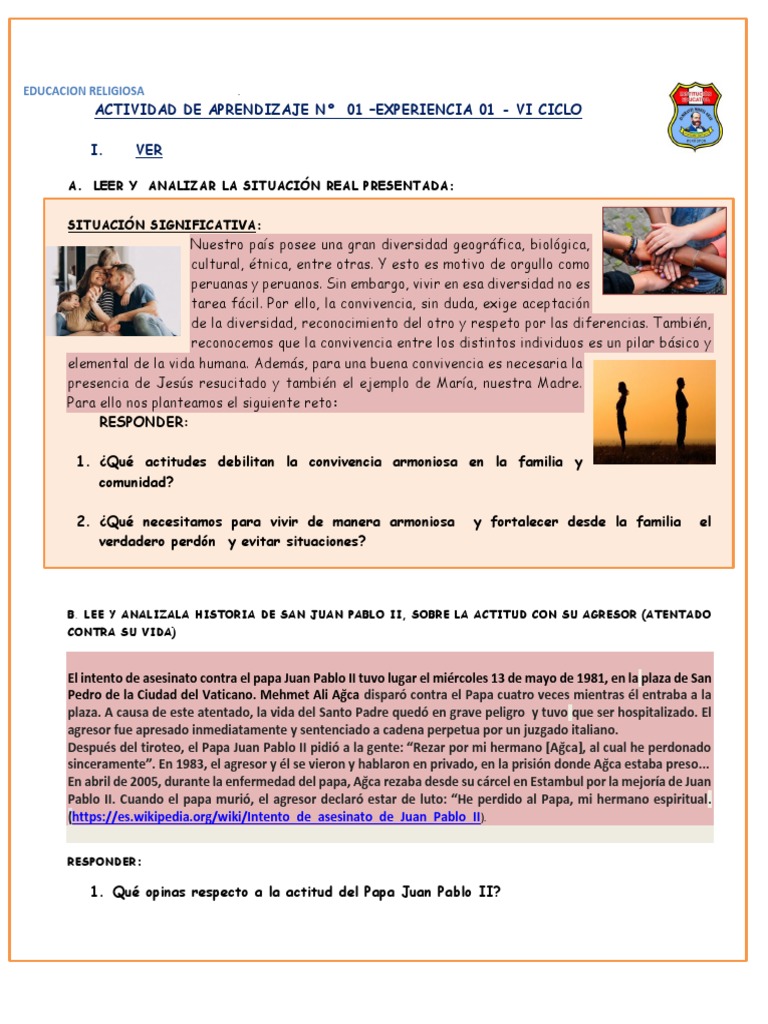 Activ 1 - Exper 1 - Vi Ciclo Estud - Danixa R Q | PDF | Perdón | Papa juan pablo ii
