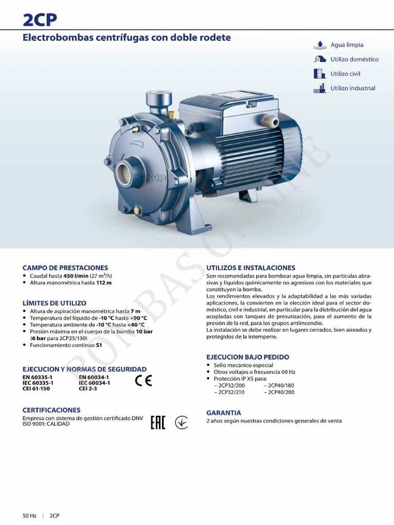 Bombas Pedrollo PDF-2CP - ES - 50Hz-BO | PDF