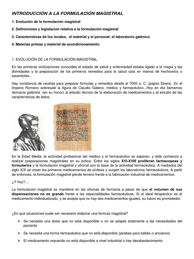 U.T. 1. Introducción A La Formulación Magistral | PDF | Farmacia | Farmacéutico