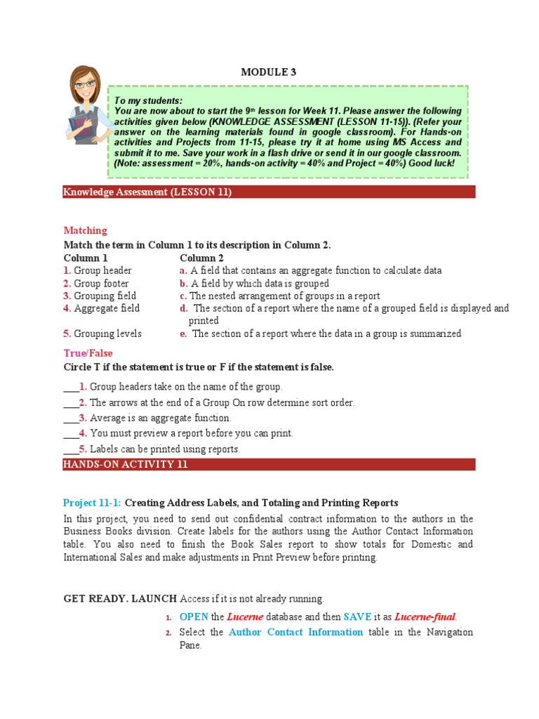Module-3 W11 DBS | PDF | Databases | Microsoft Excel