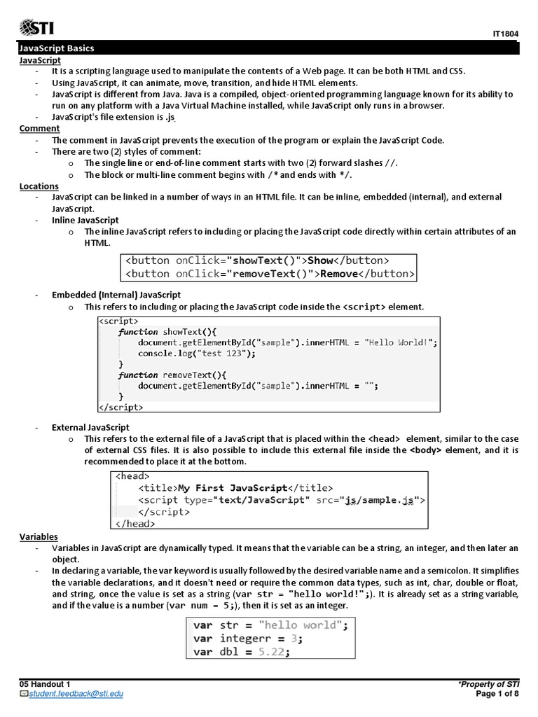 05_Handout_1(2) | PDF | Java Script | Html