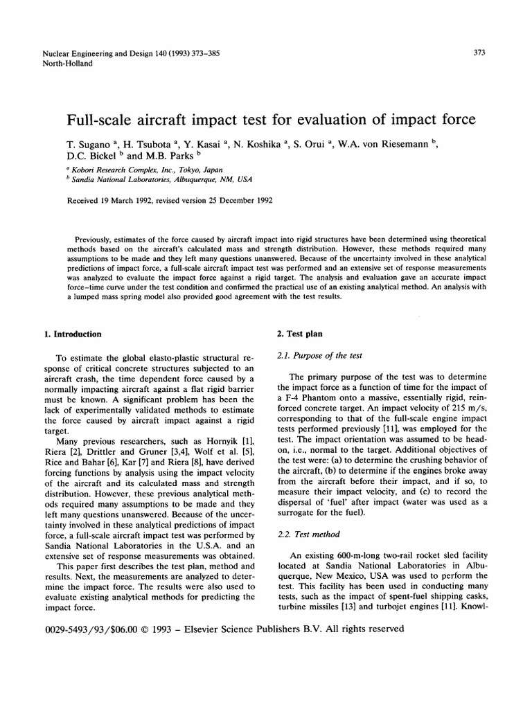 Full-Scale Aircraft Impact Test For Evaluation of Impact Force | PDF ...