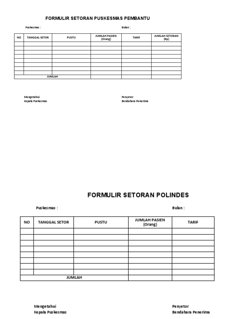 Format Setoran Pustu Polindes | PDF