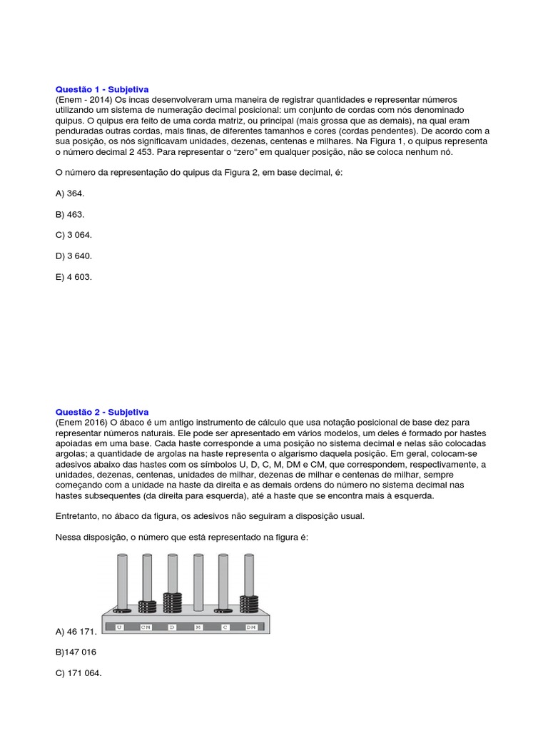 Sistemas de numeração dos incas: o quipus e sua representação de ...