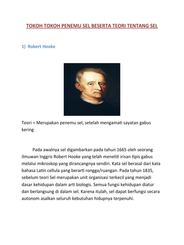 Tokoh Tokoh Penemu Sel Beserta Teori Tentang Sel Pdf
