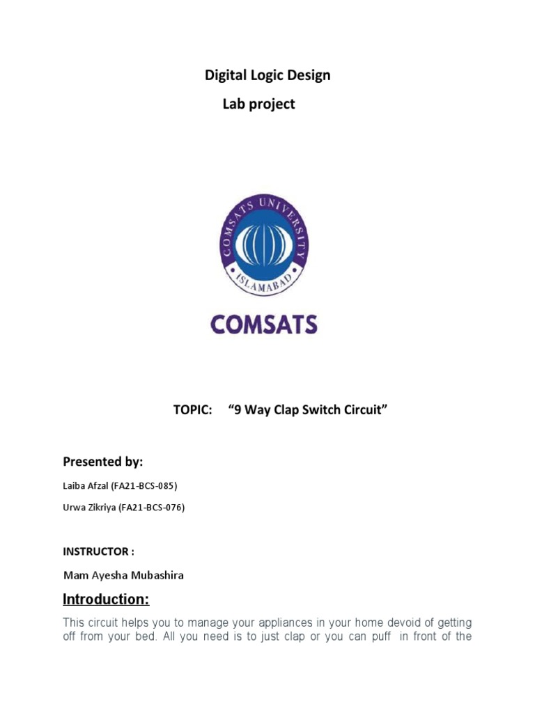 9 Way Clap Switch Circuit Project | PDF | Electrical Components ...