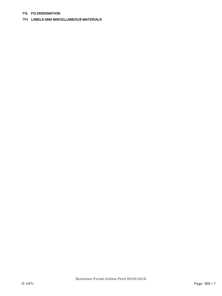 FG FG Designation 004 Labels and Miscellaneous Materials: Business Portal Online Print 09-09 ...