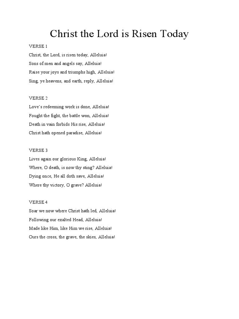 Christ the Lord is Risen Today Lyrics | PDF | Religion & Spirituality ...