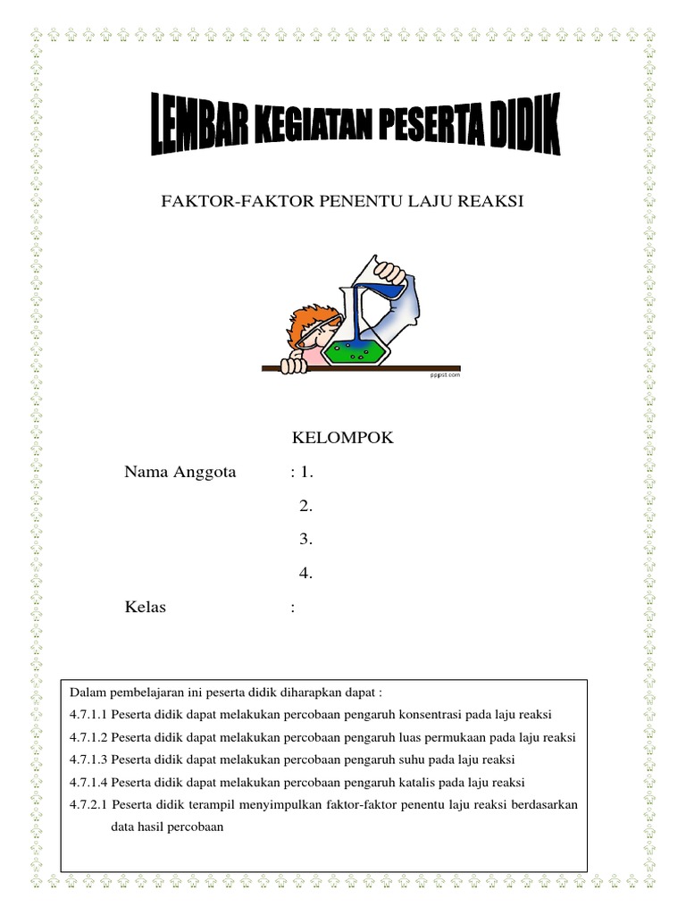 LKPD KD 3.7 Faktor-Faktor Yang Mempengaruhi Laju Reaksi | PDF