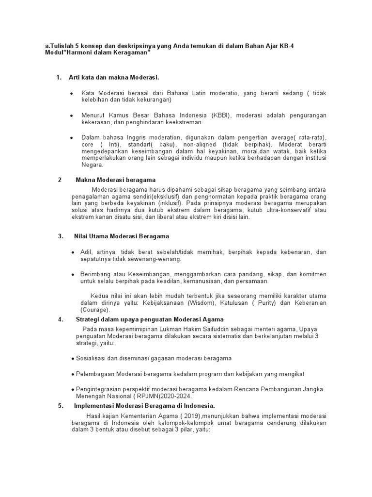 Analisa Bahan Ajar KB 4 Modul Harmoni Dalam Keragaman | PDF