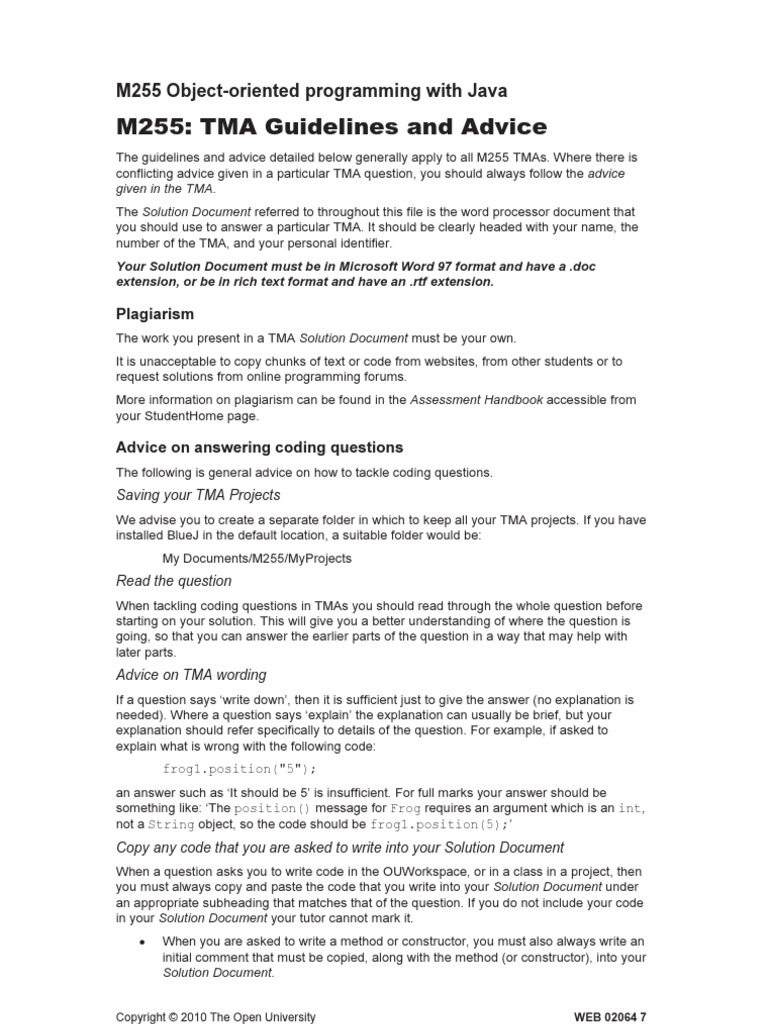 TMA GuidelinesAndAdvice v3 | PDF | Computer Programming | Computing