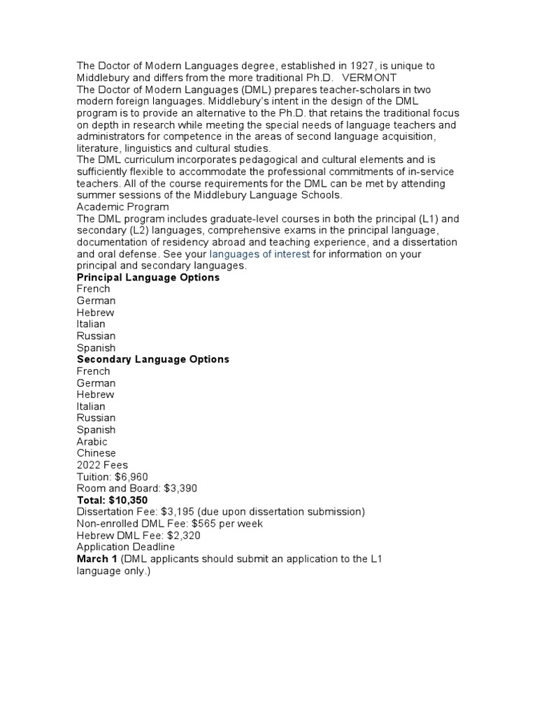 The Doctor of Modern Languages Degree | PDF