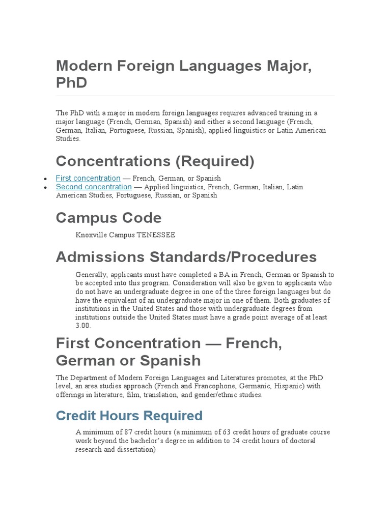 Modern Foreign Languages Majo1 | PDF | Course Credit | Academic Degree