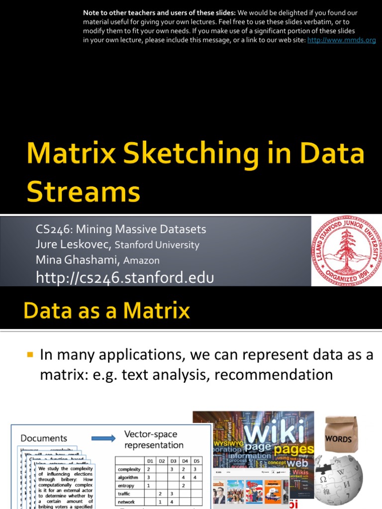 17-Matrix Sketching | PDF | Matrix (Mathematics) | Sampling (Statistics)