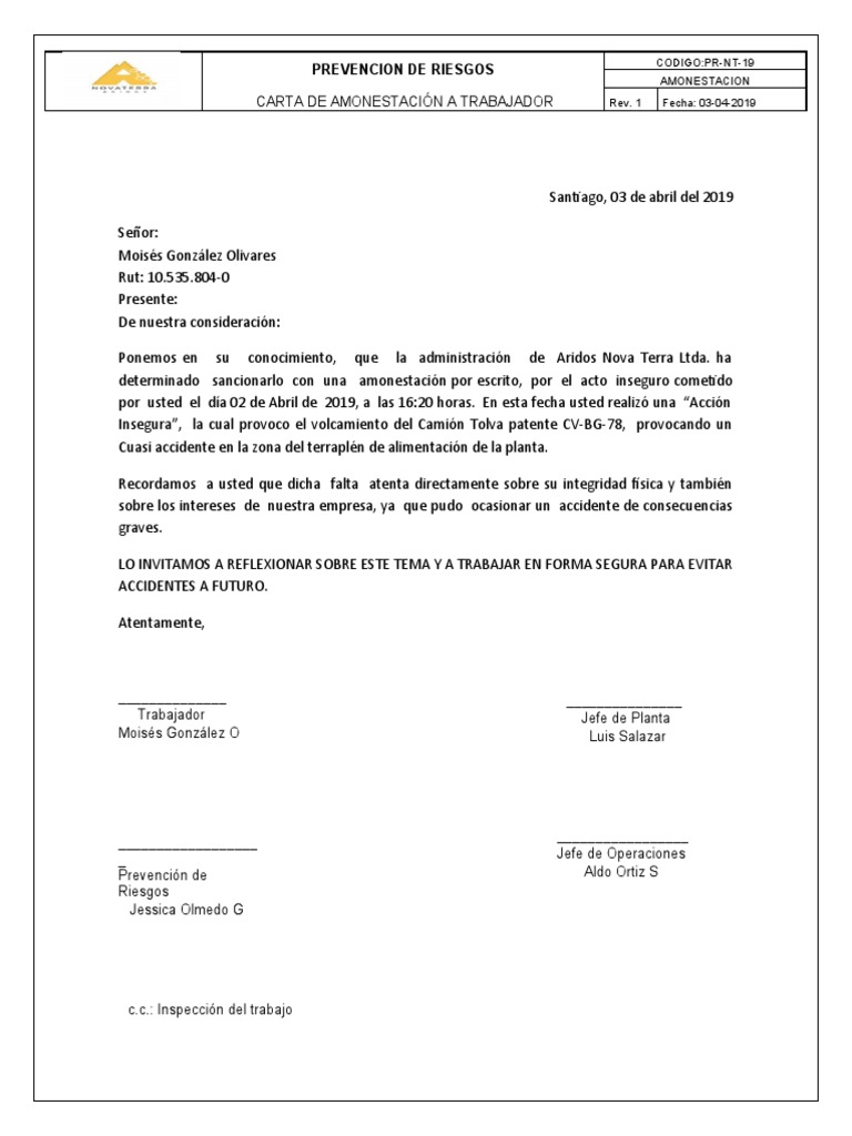 Amonestacion #1 Nova Terra (5279) | PDF