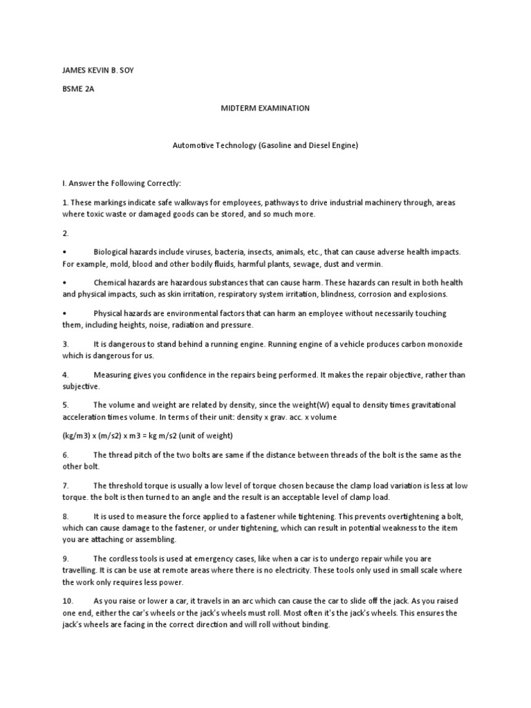 Essential Tools for Auto Mechanics | PDF | Internal Combustion Engine ...