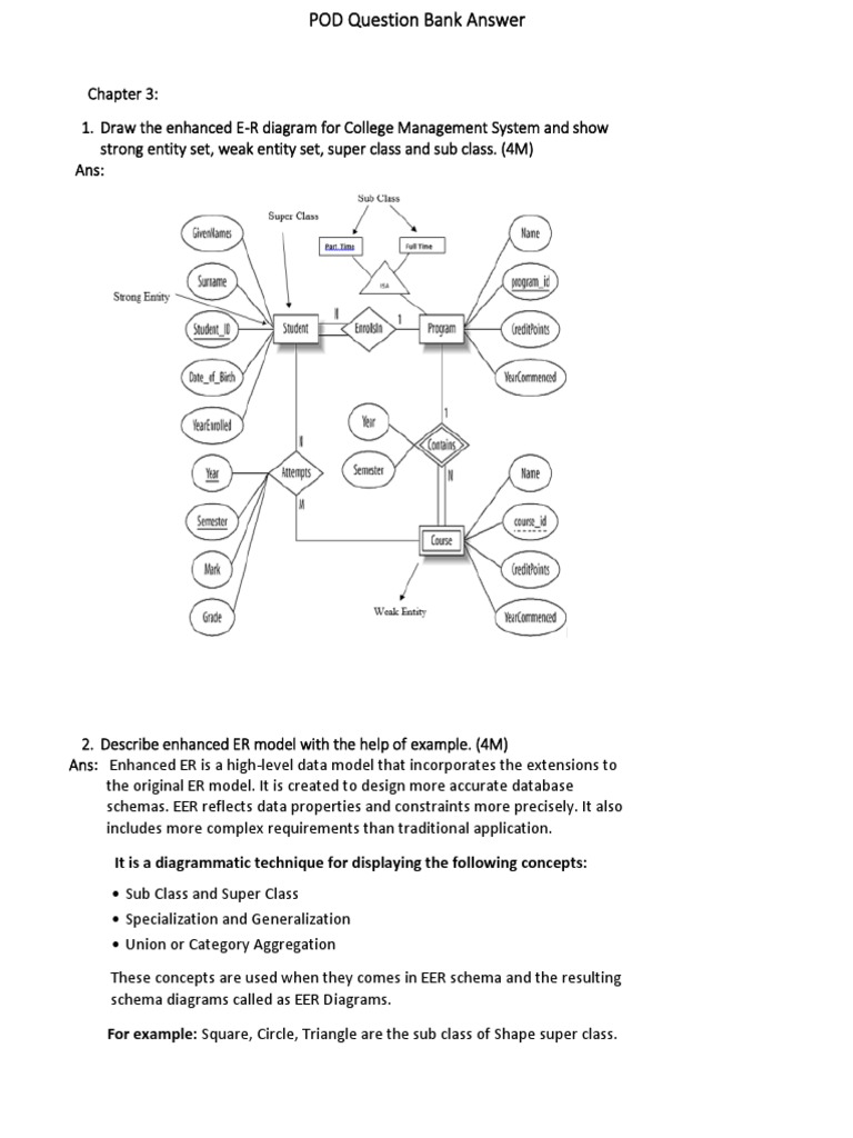 POD Question Bank Answer | PDF | Relational Database | Table (Database)