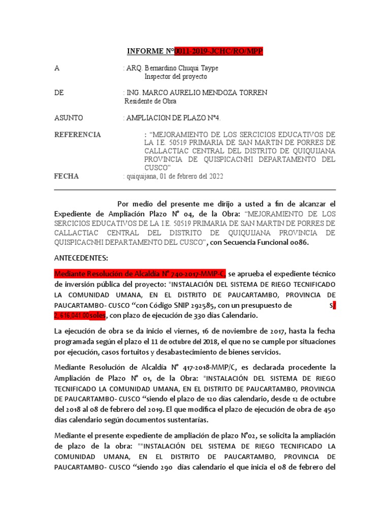 INFORME N para Inspector | PDF