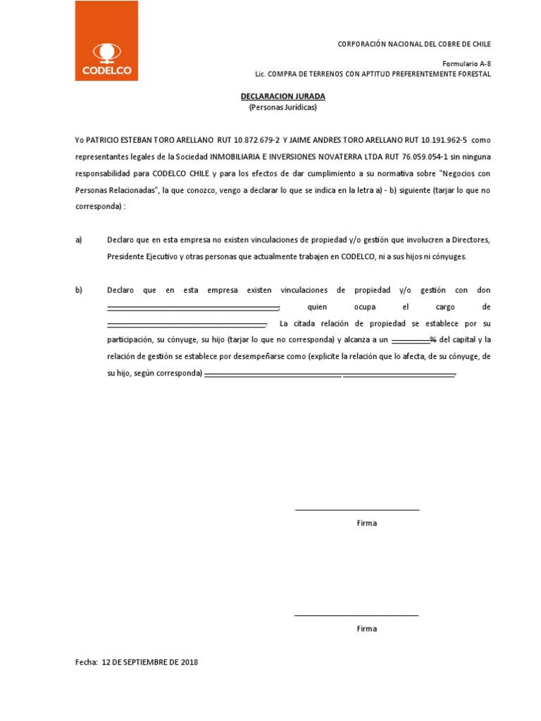 Anexo 4 Declaraci N Jurada Personas Jur°dicas | PDF | Finanzas y dinero