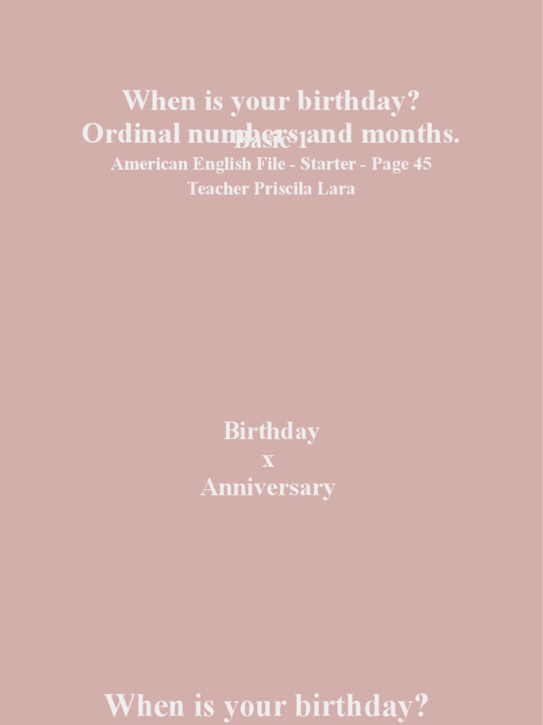 Ordinal Numbers & Birthdays Guide | PDF | Social Science | Religion ...