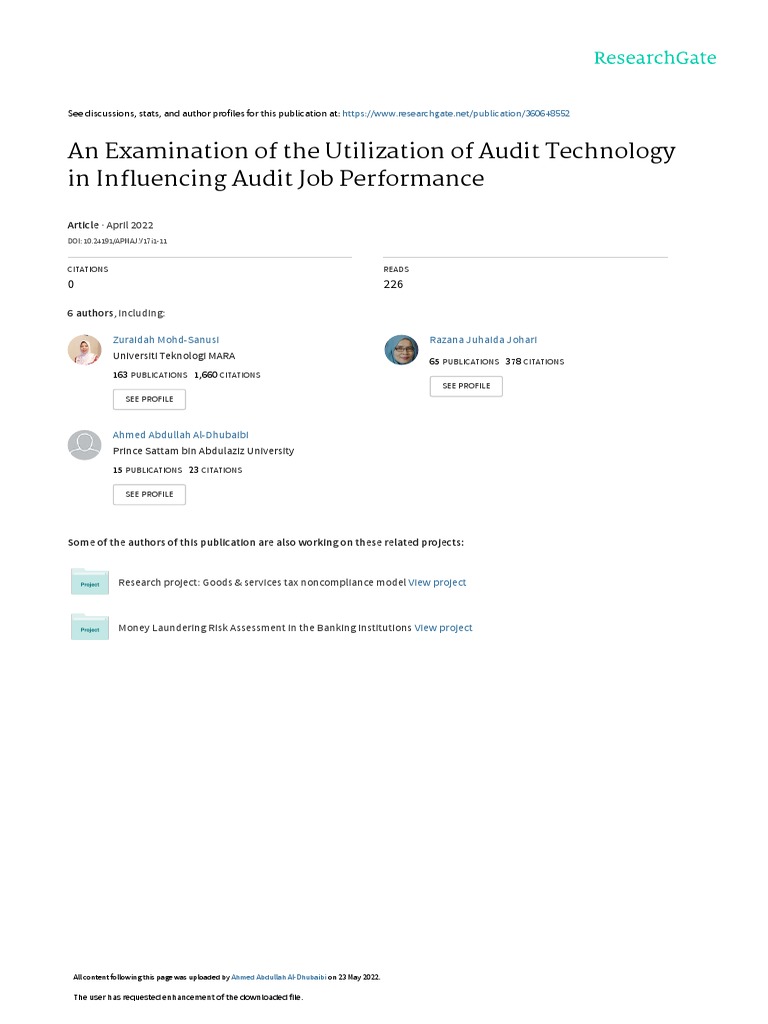 An Examination of The Utilization of Audit Technology | PDF | Financial ...