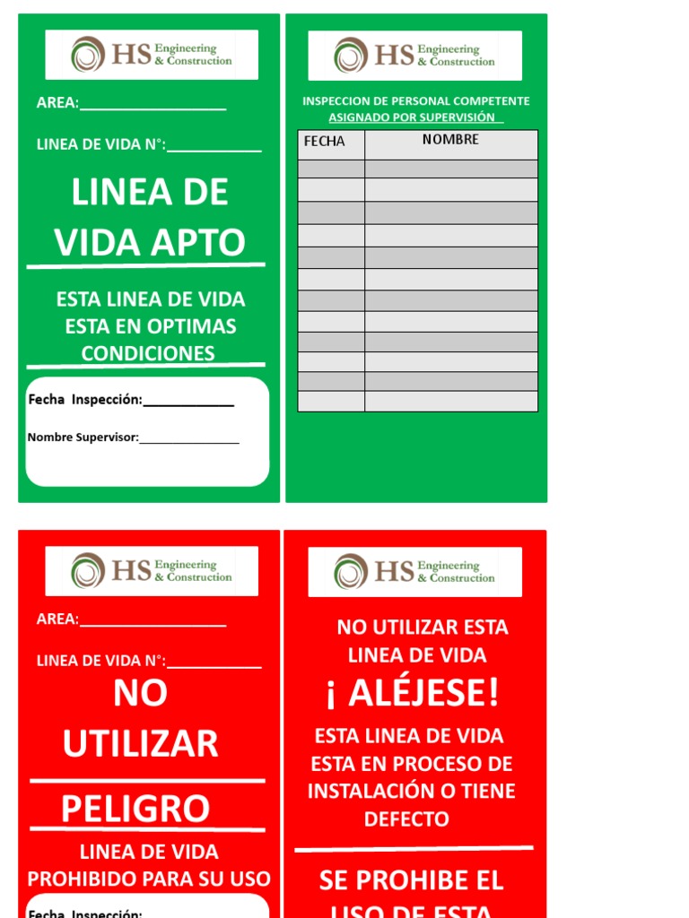 Tarjeta Linea de Vida Hsec | PDF Tarjeta Linea de Vida Hsec | PDF