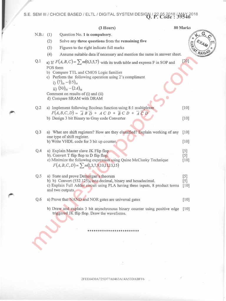 Se-Extc Sem3 DSD-CBCGS May18 | PDF