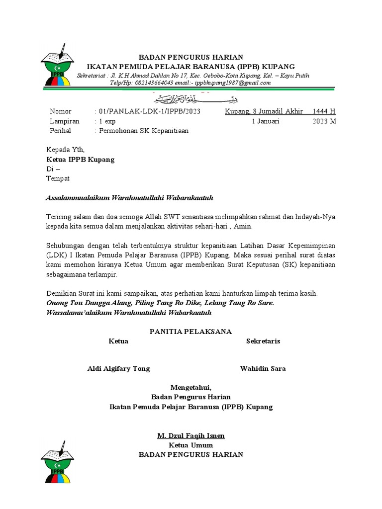 Permohonan SK Kepanitiaan IPPB | PDF